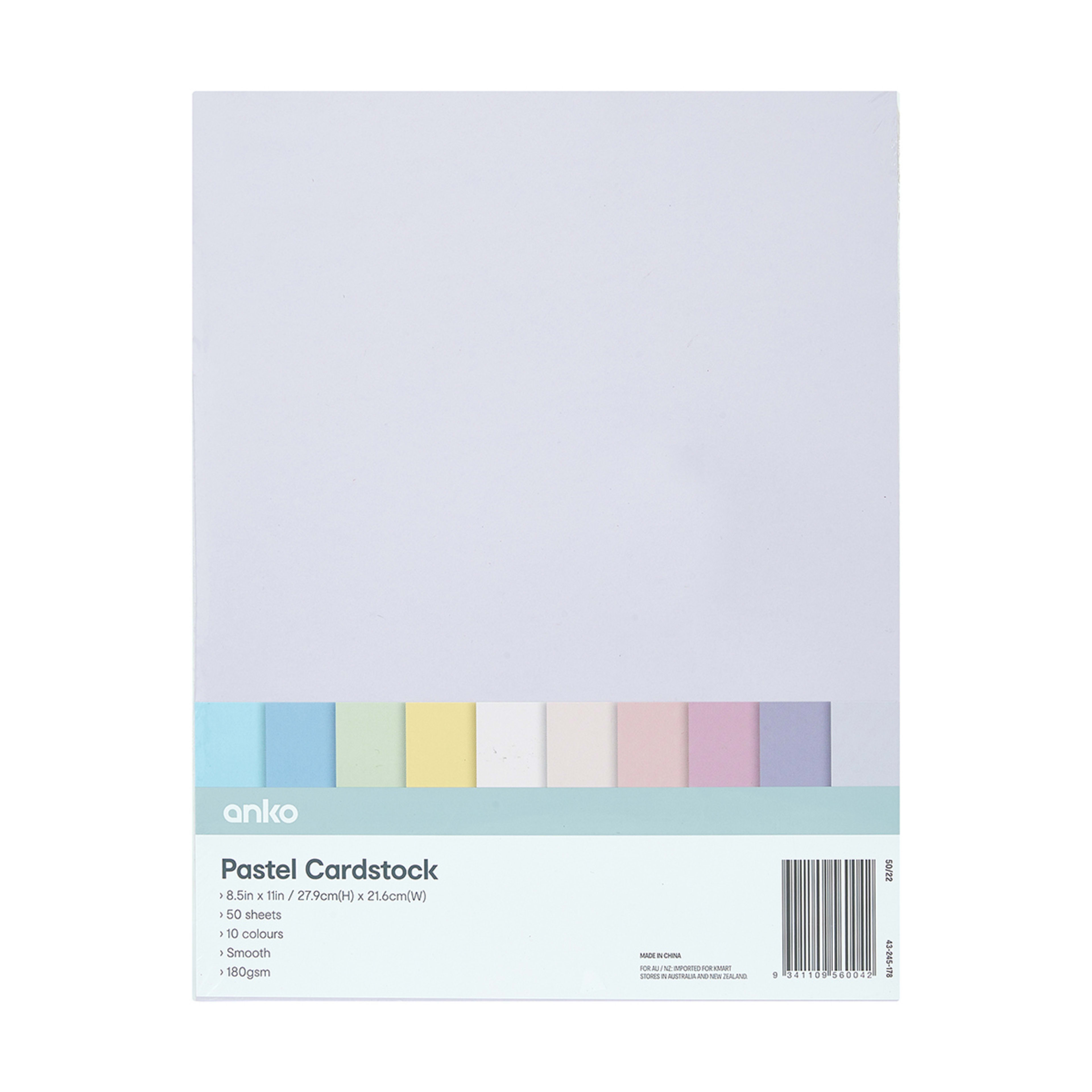 50 Pack Cardstock - Pastel - Kmart