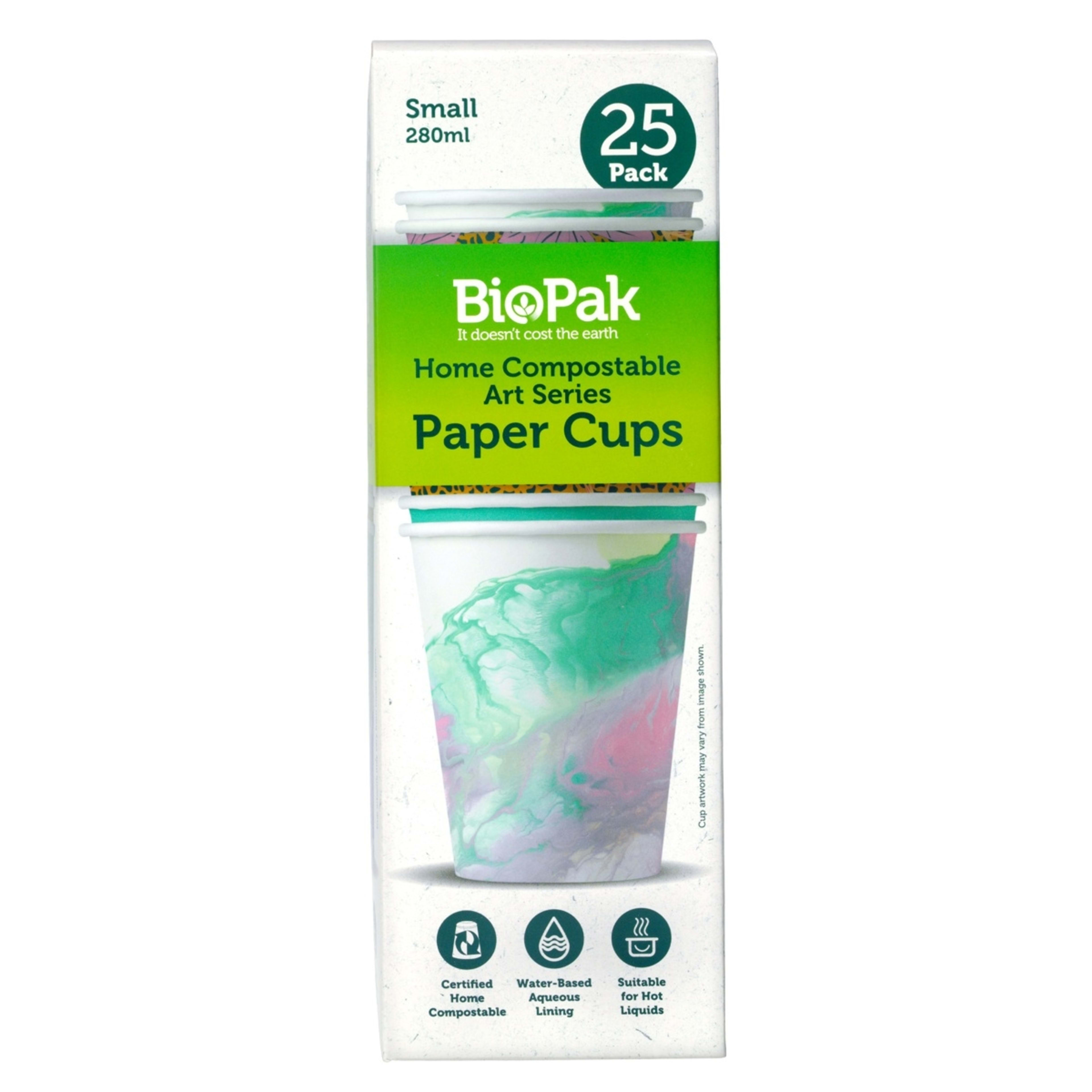 25 Pack BioPak Home Compostable Art Series Paper Cups - Kmart