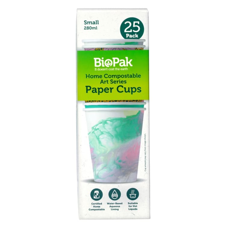 25 Pack BioPak Home Compostable Art Series Paper Cups - Kmart