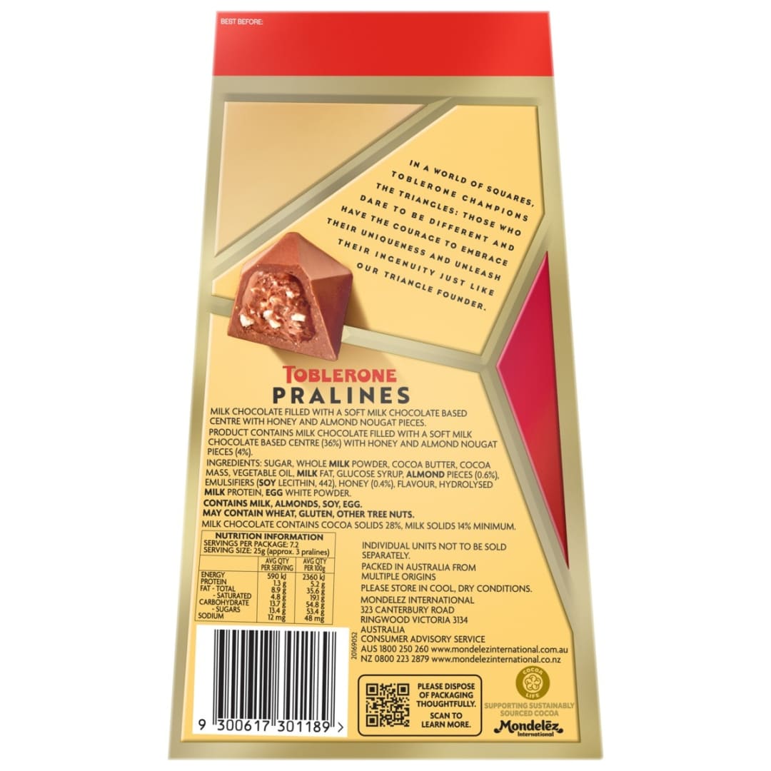 Toblerone Pralines Chocolate Gift Box 180g - Kmart