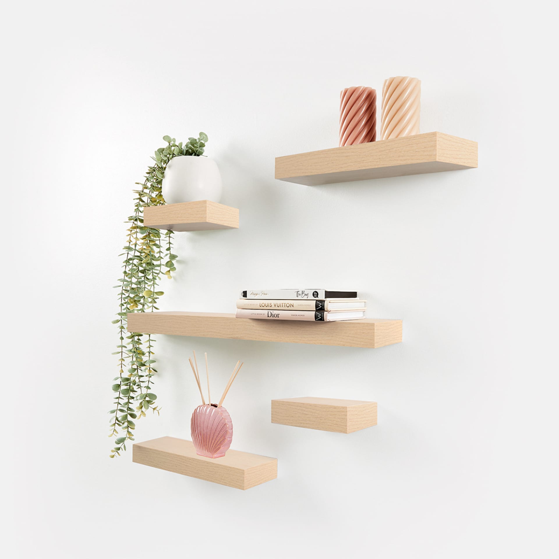 5 Pack Floating Shelves - Oak Look - Kmart
