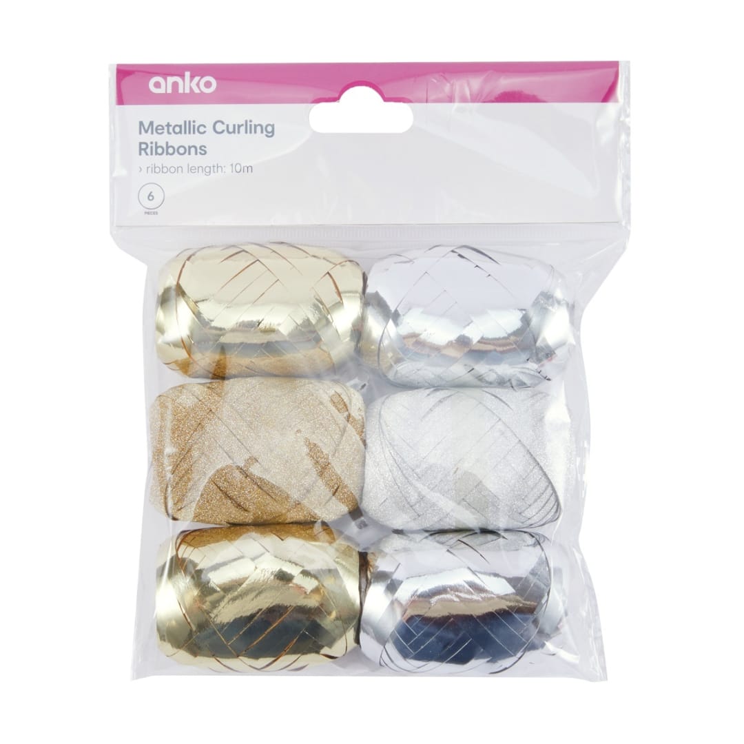 6 Piece Curling Ribbons - Metallic - Kmart