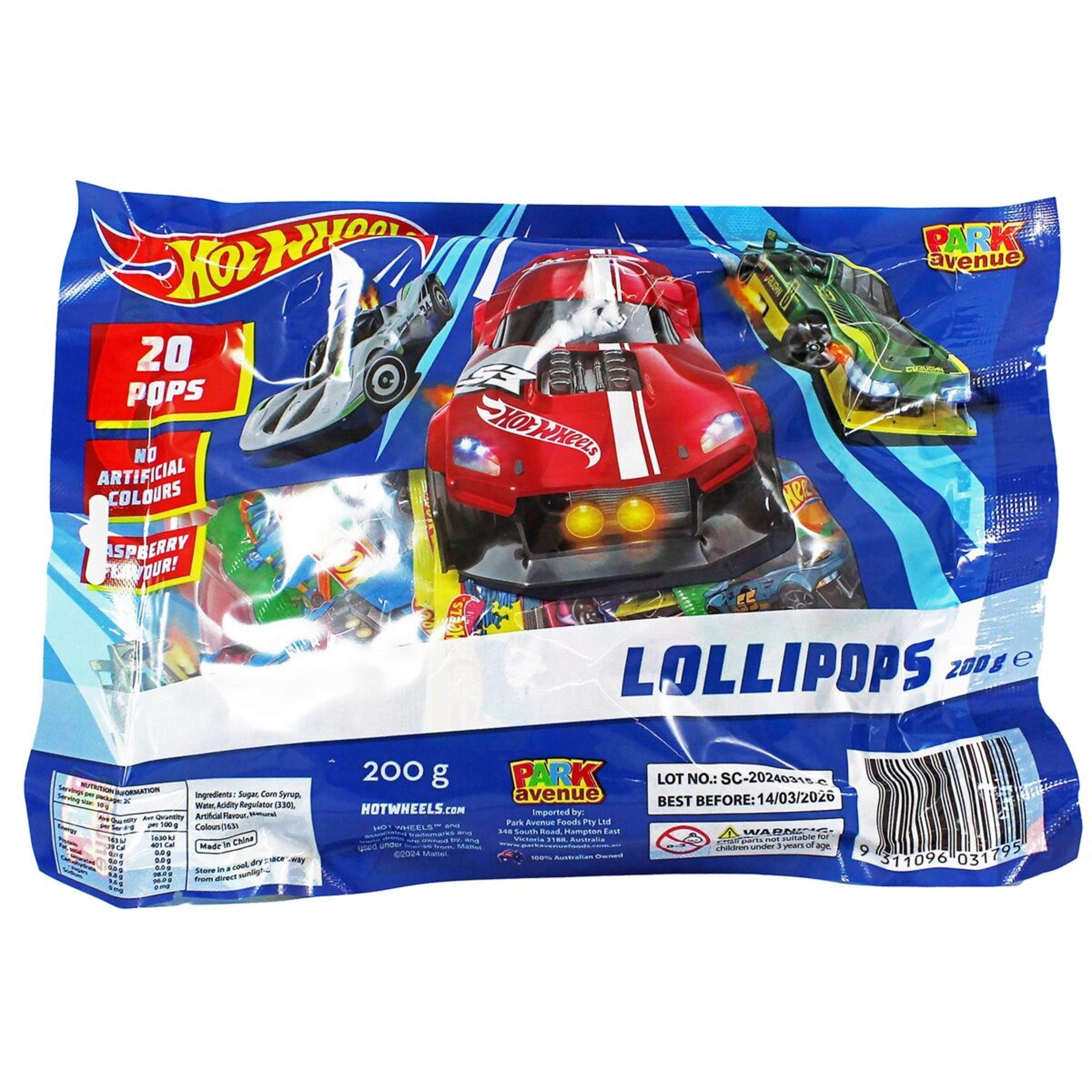 Park Avenue Hot Wheels 20 Pack Lollipops 200g - Kmart