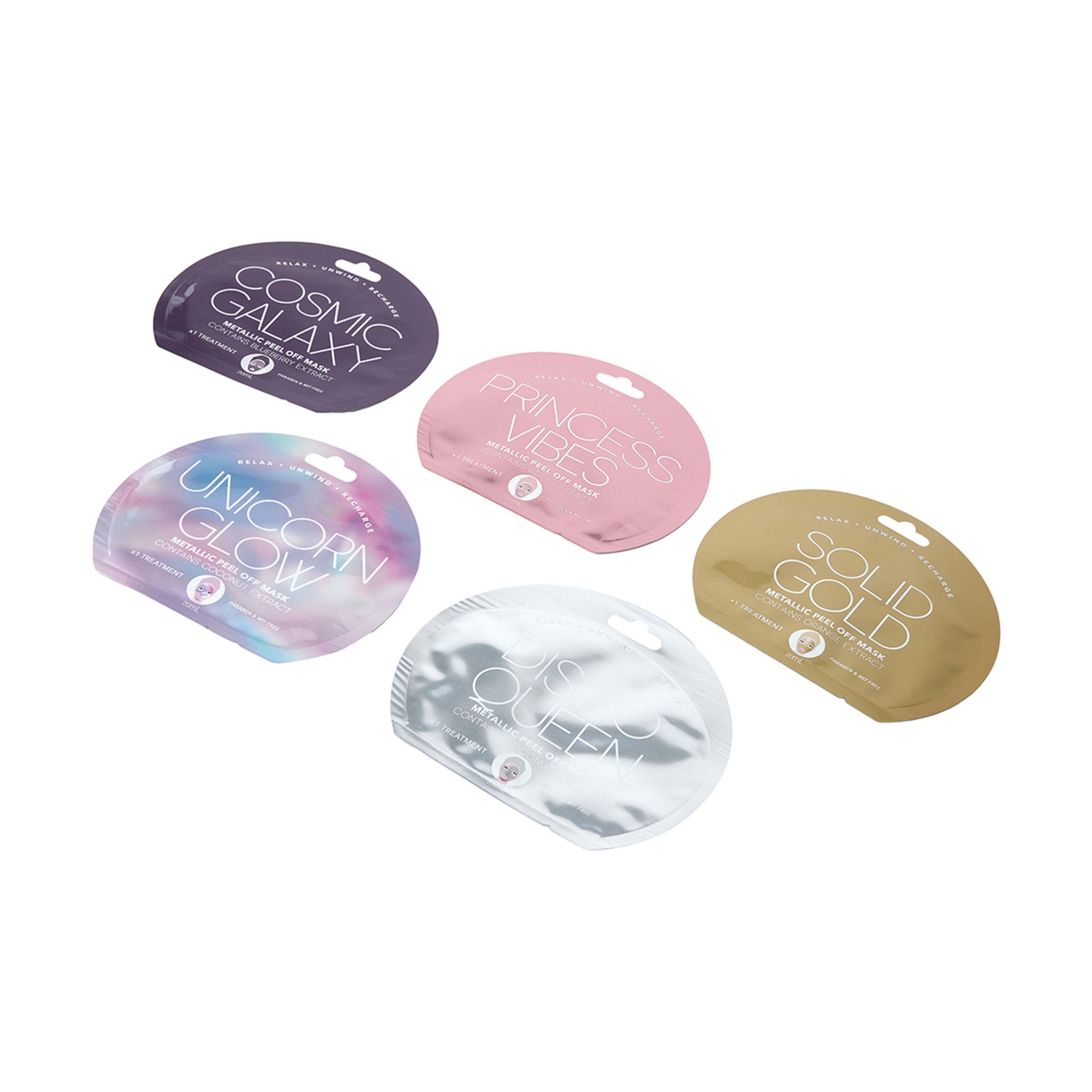 5 Pack Metallic Moments Peel Off Face Masks - Kmart