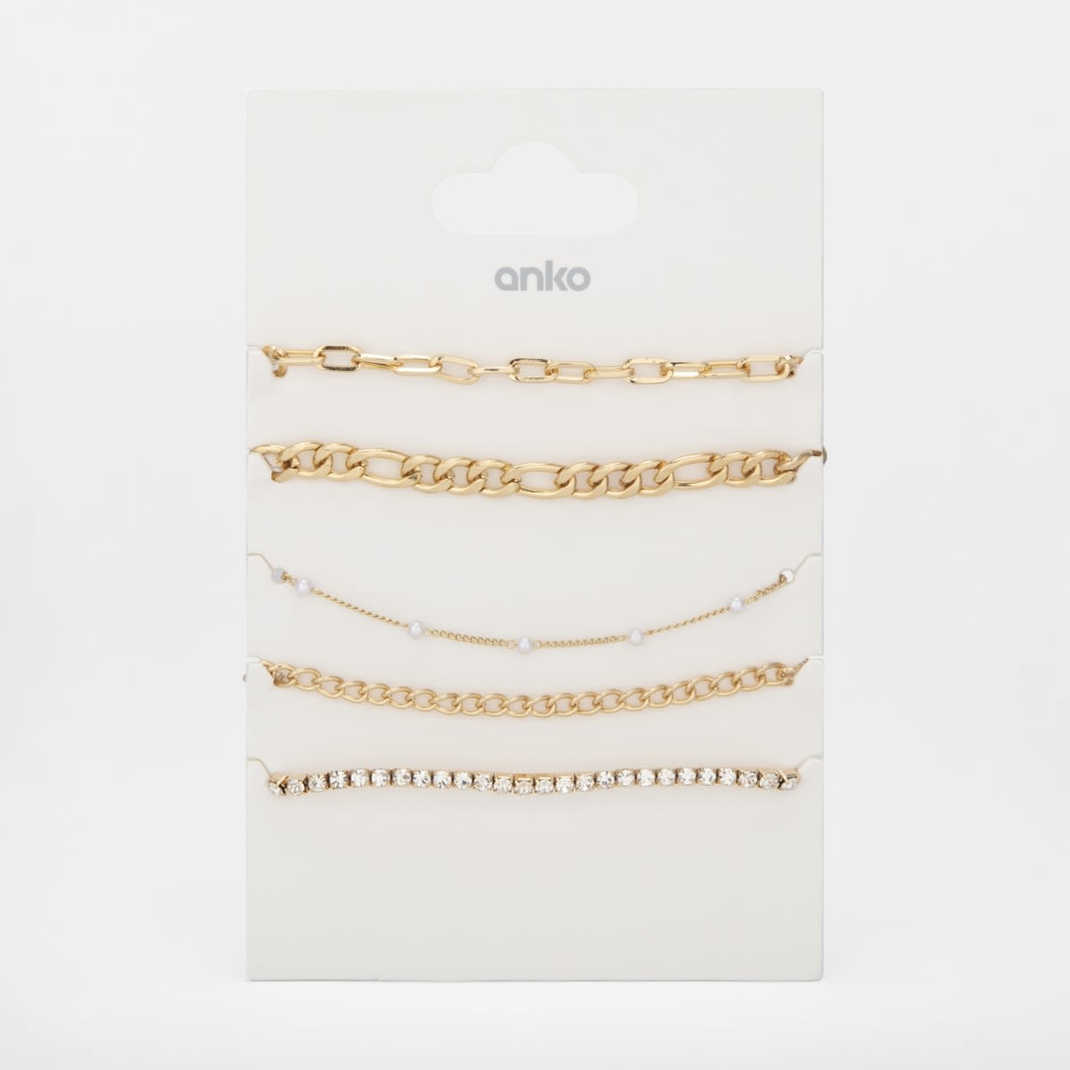 5 Pack Chain and Diamante Bracelet - Gold Tone - Kmart