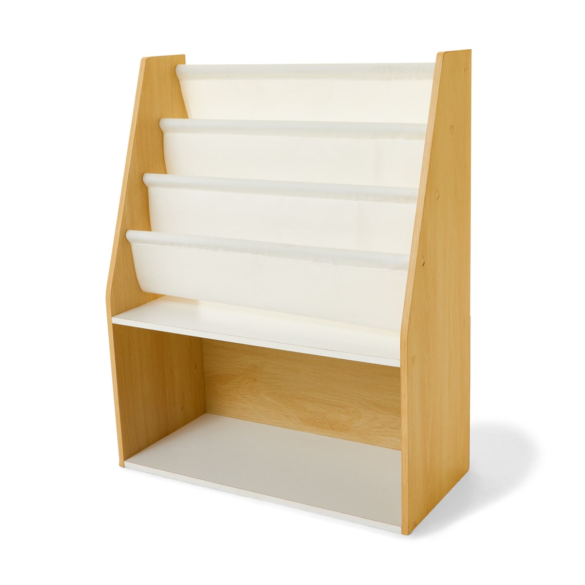 Oak Look and White Book Holder with Organiser - Kmart