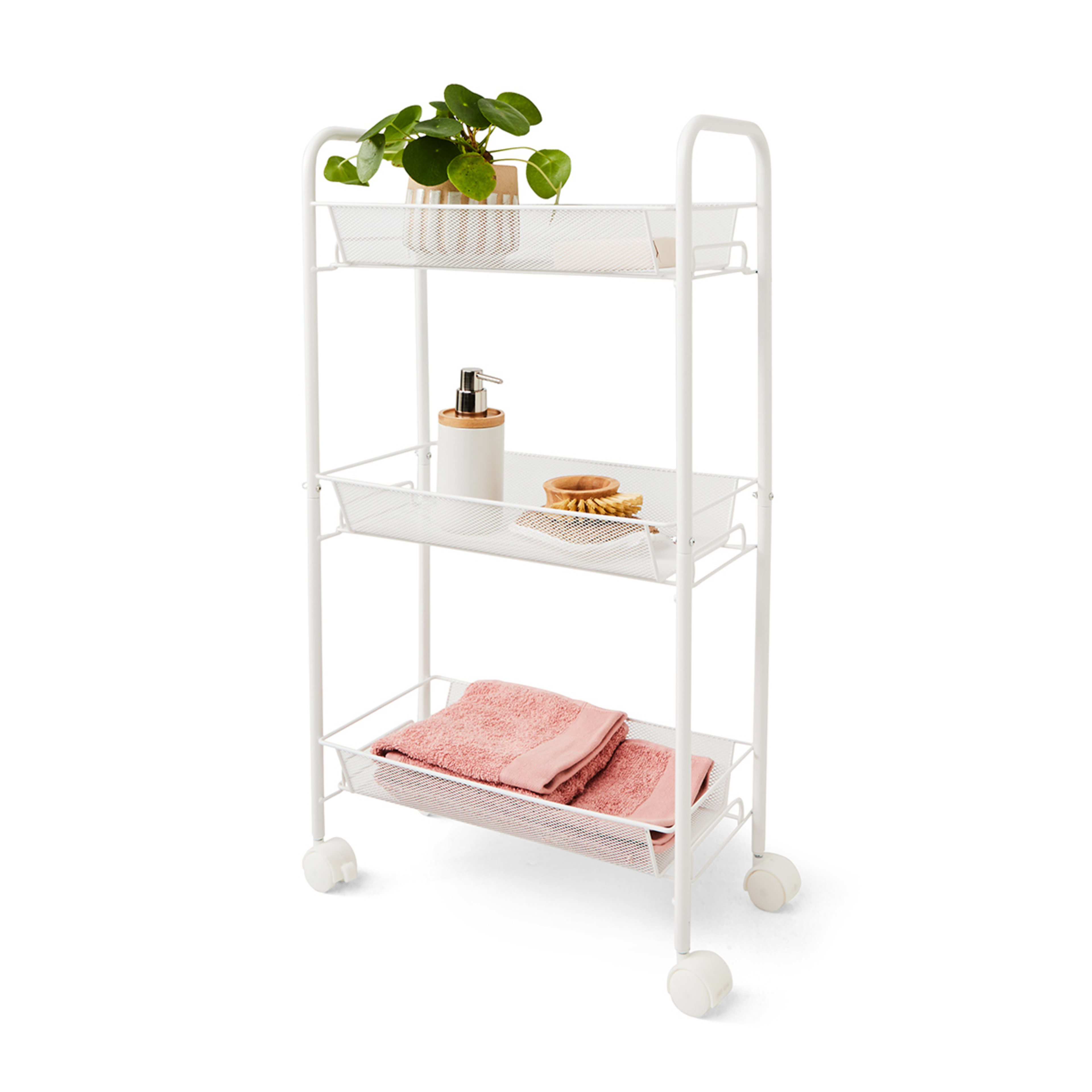 Slim Line Metal Trolley - White - Kmart