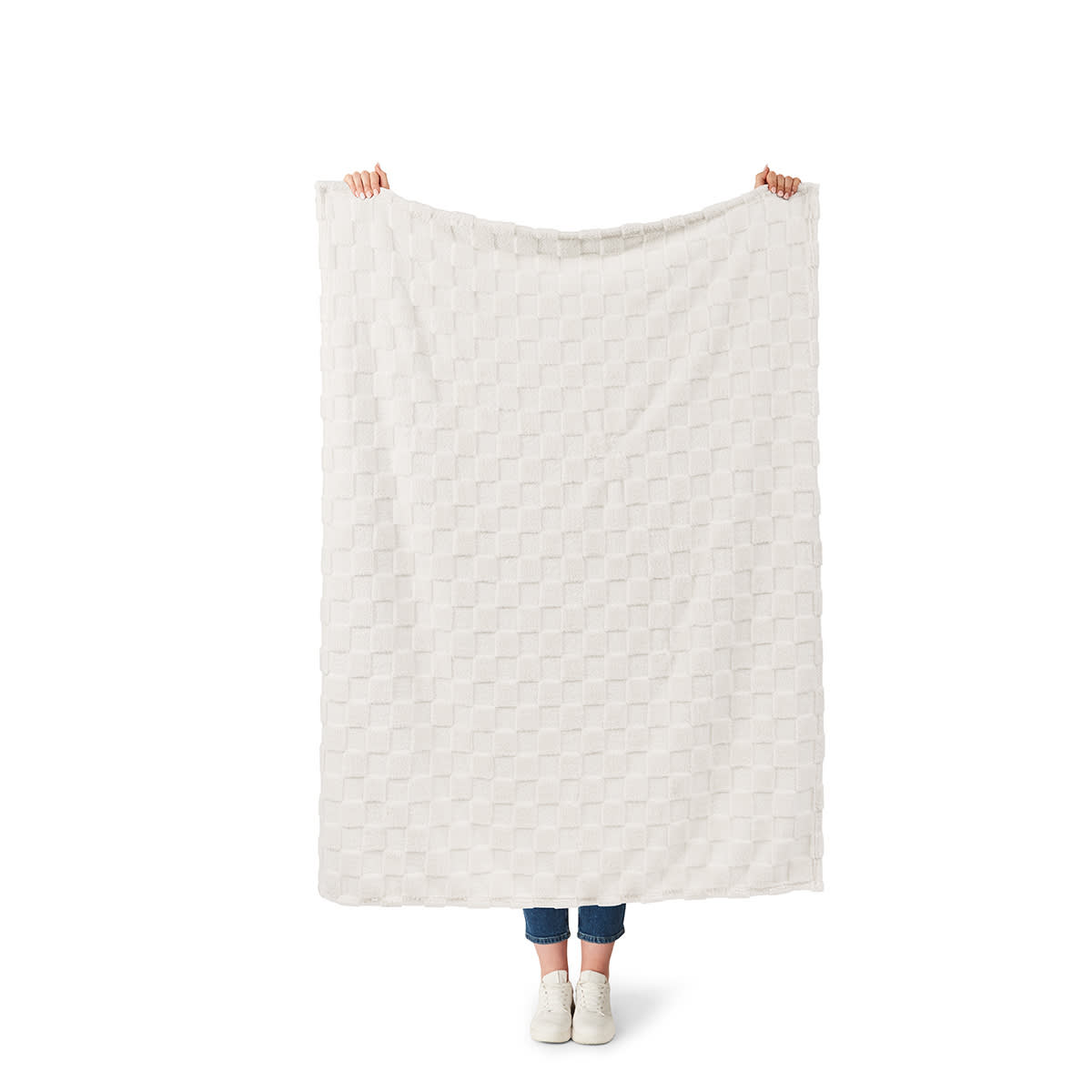 Soft Check Throw - Off White - Kmart