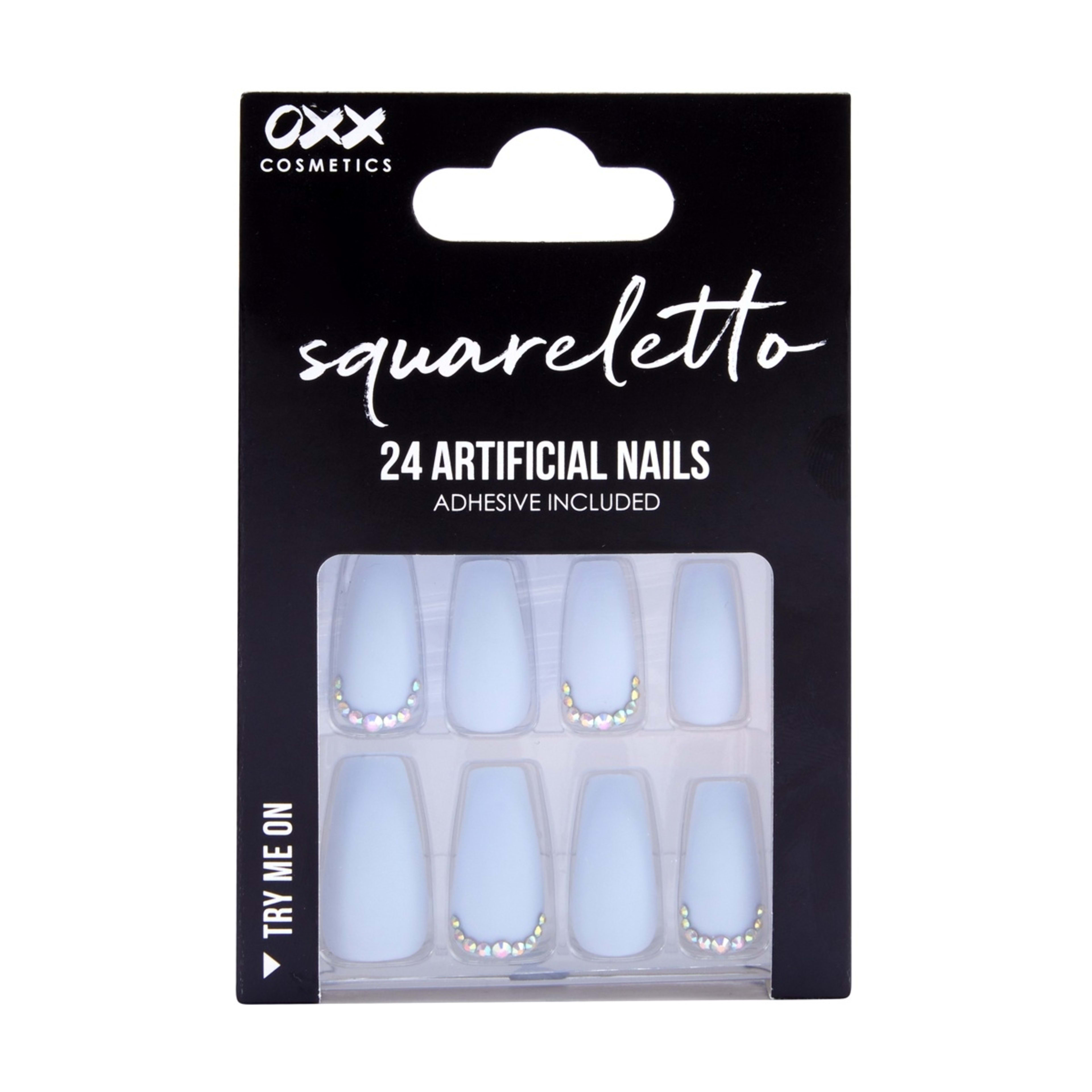 OXX Cosmetics 24 Pack Artificial Nails with Adhesive - Squareletto ...
