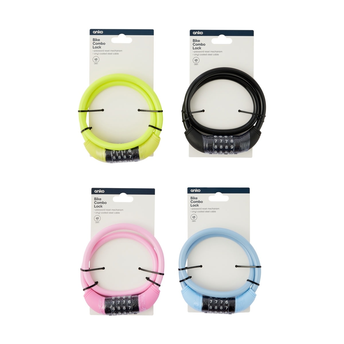 Bike Combo Lock - Assorted - Kmart