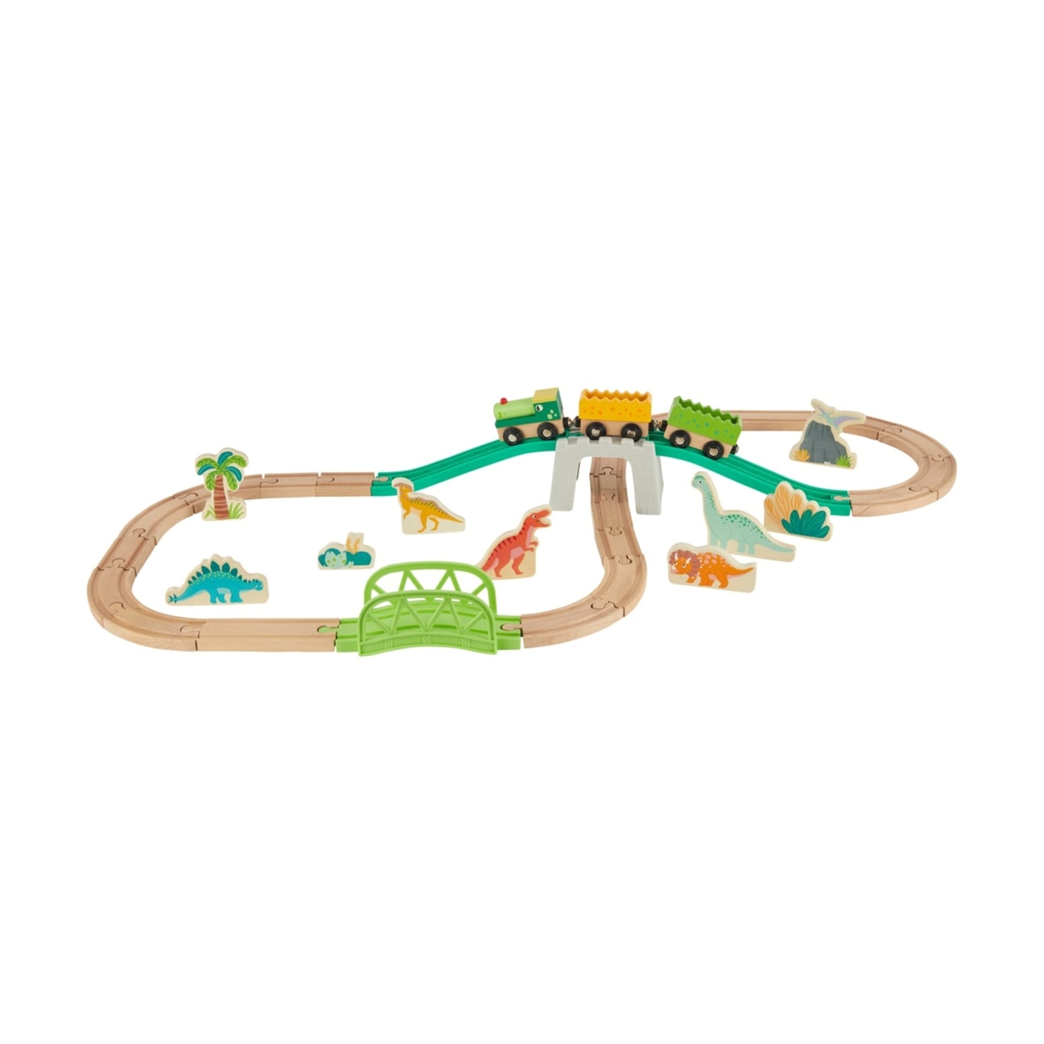 38 Piece Wooden Dino Train Set - Kmart