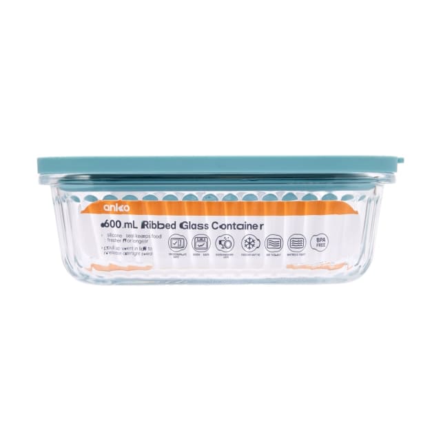 600ml Ribbed Glass Container - Kmart NZ