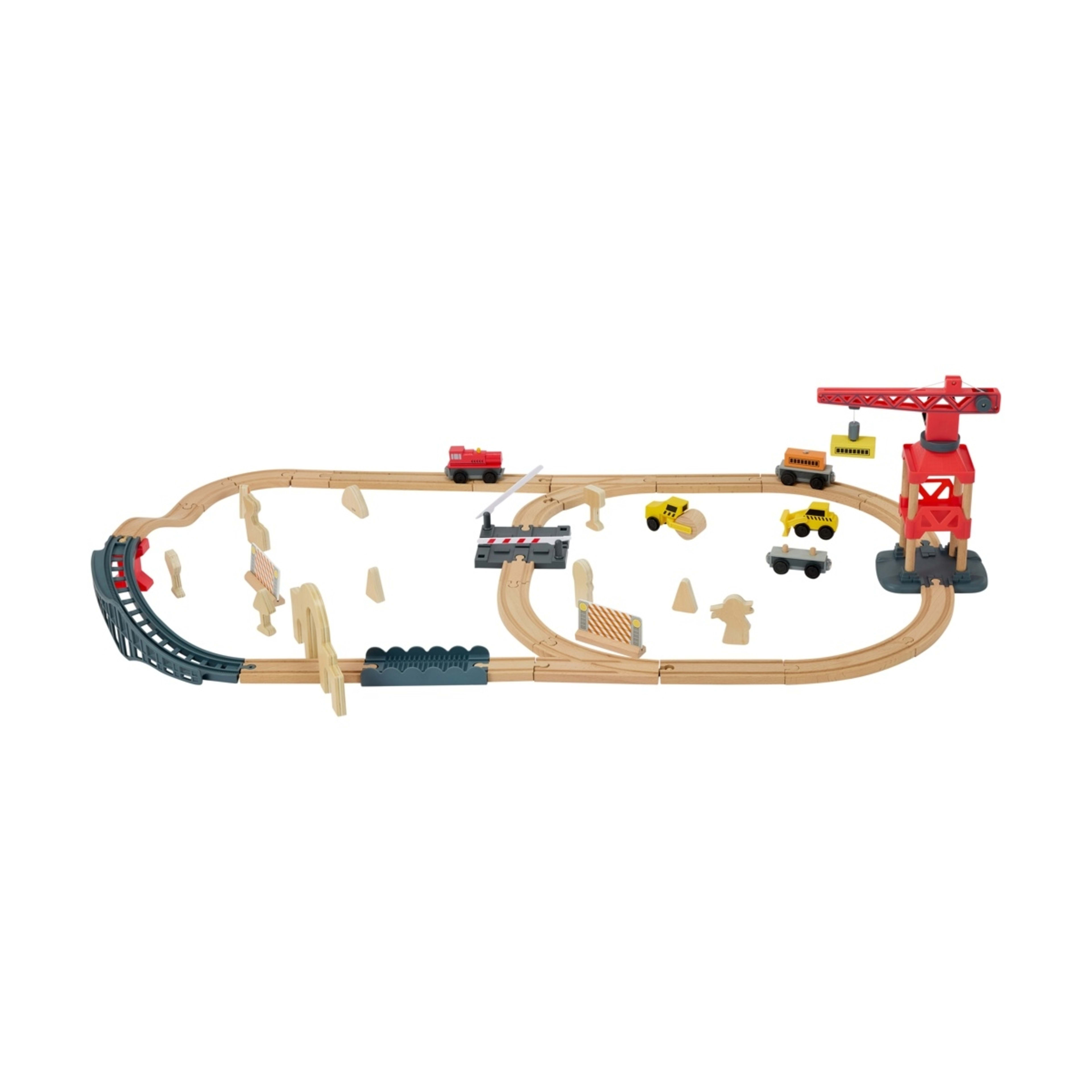52 Piece Wooden Construction Train Set - Kmart