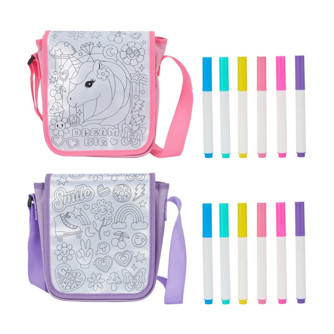 Colour Your Own Messenger Bag Colouring Set - Assorted - Kmart