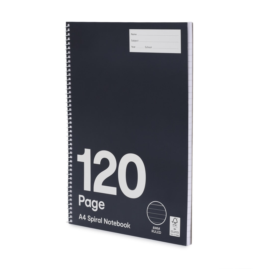 5 Pack 120 Page A4 Spiral Notebook - Black - Kmart