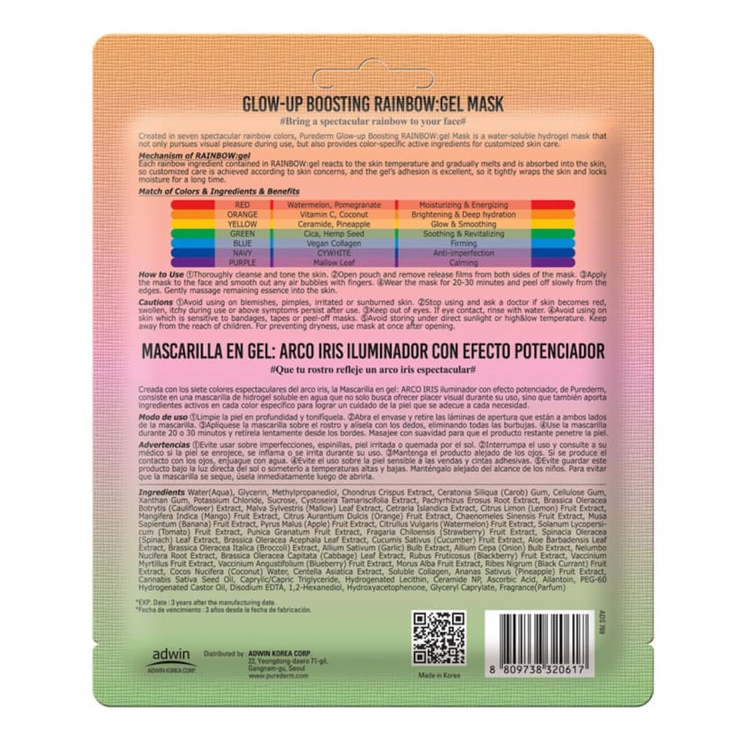 Purederm Glow-Up Boosting Rainbow:Gel Mask 22g - Kmart
