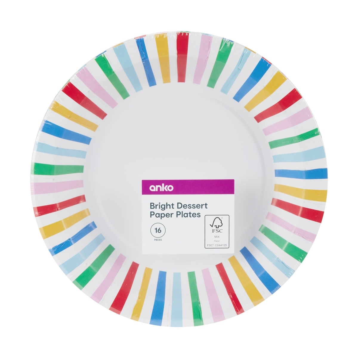 16 Piece Bright Dessert Paper Plates - Kmart
