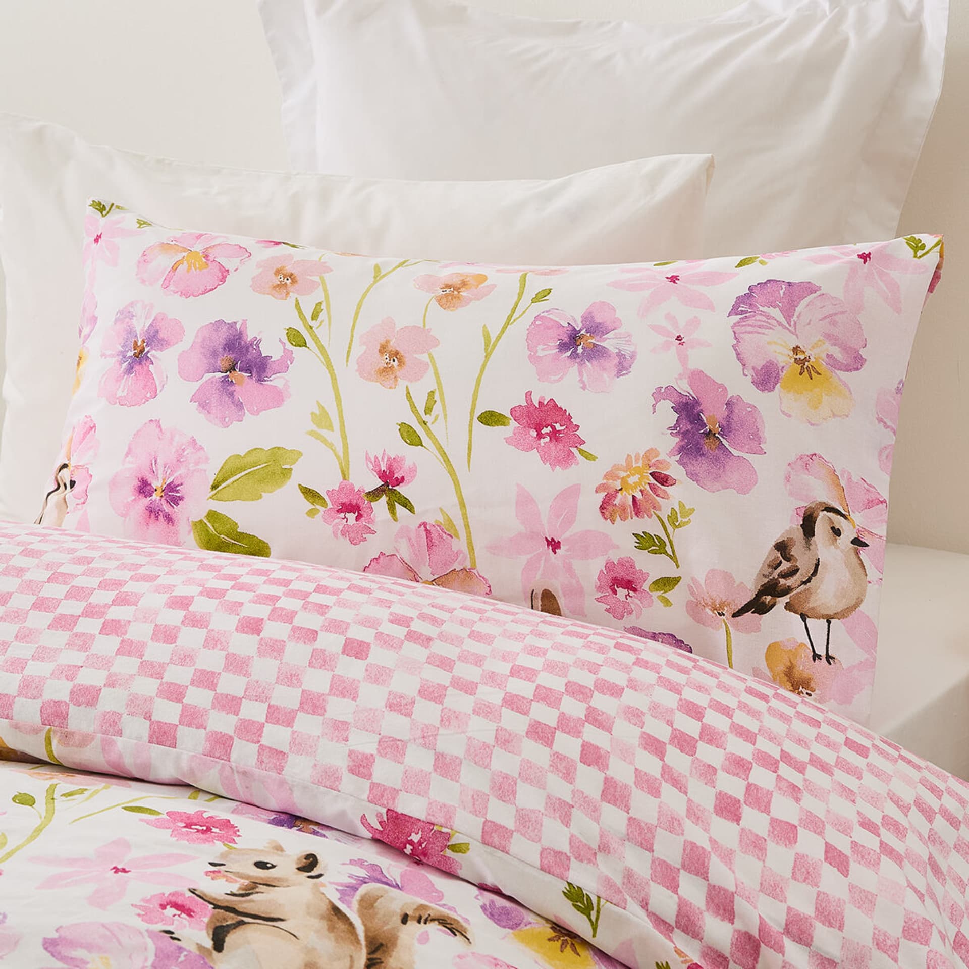 Fawn Cotton Rich Reversible Quilt Cover Set - Single Bed - Kmart