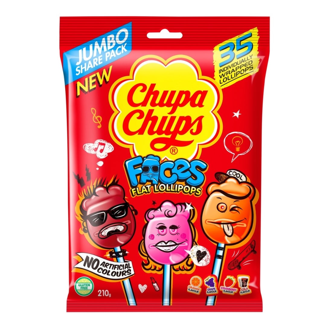 35 Piece Chupa Chups Faces Flat Lollipops 210g - Kmart