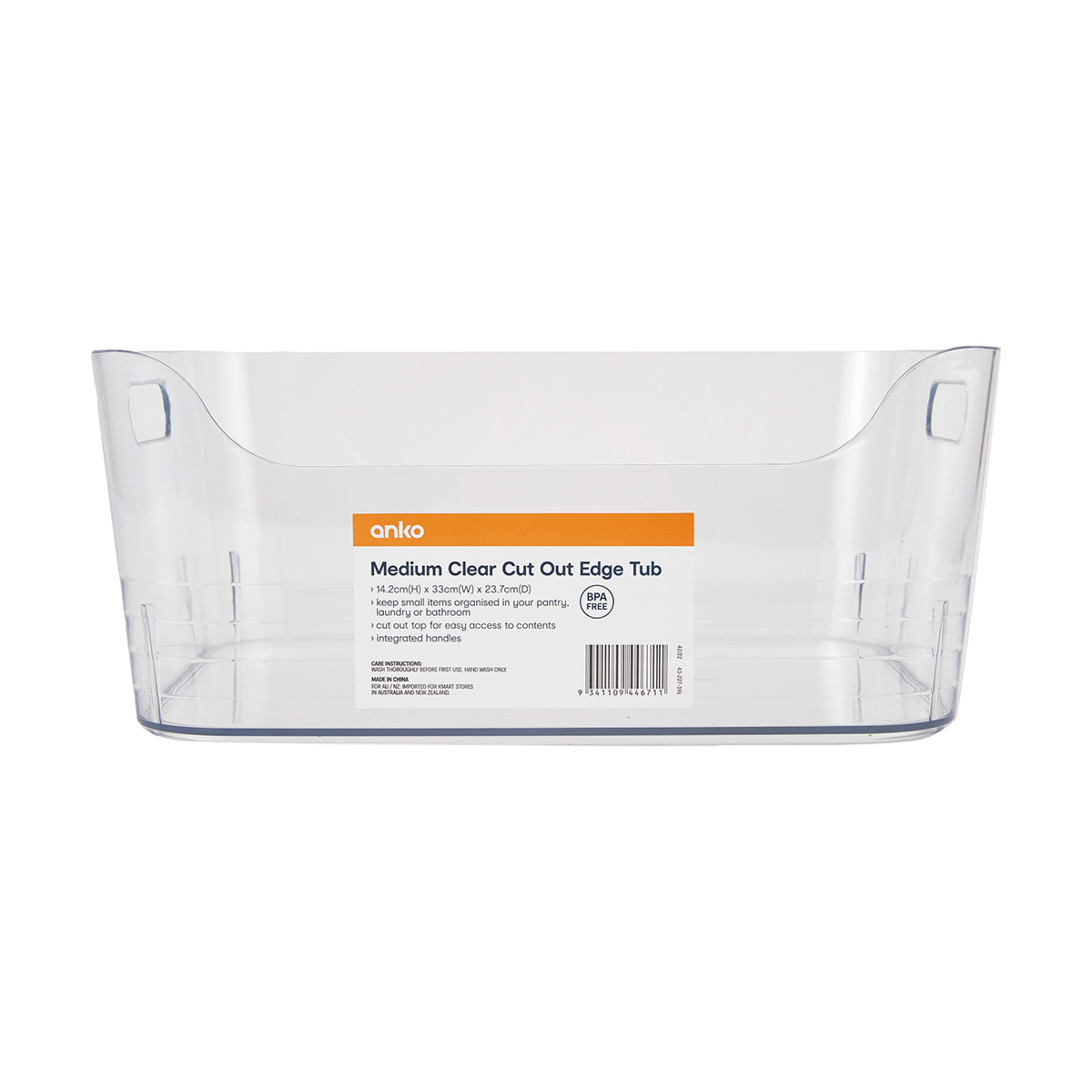Medium Cut Out Edge Tub - Clear - Kmart