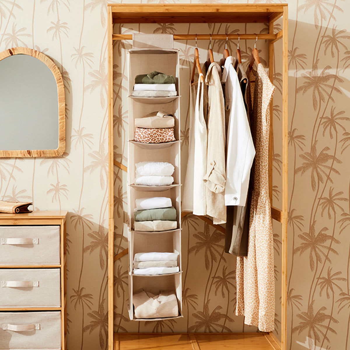 6 Shelf Linen Look Hanging Organiser - Kmart NZ