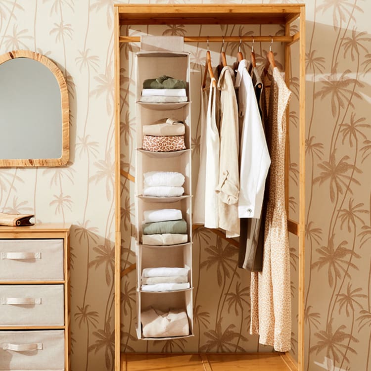 6 Shelf Linen Look Hanging Organiser - Kmart