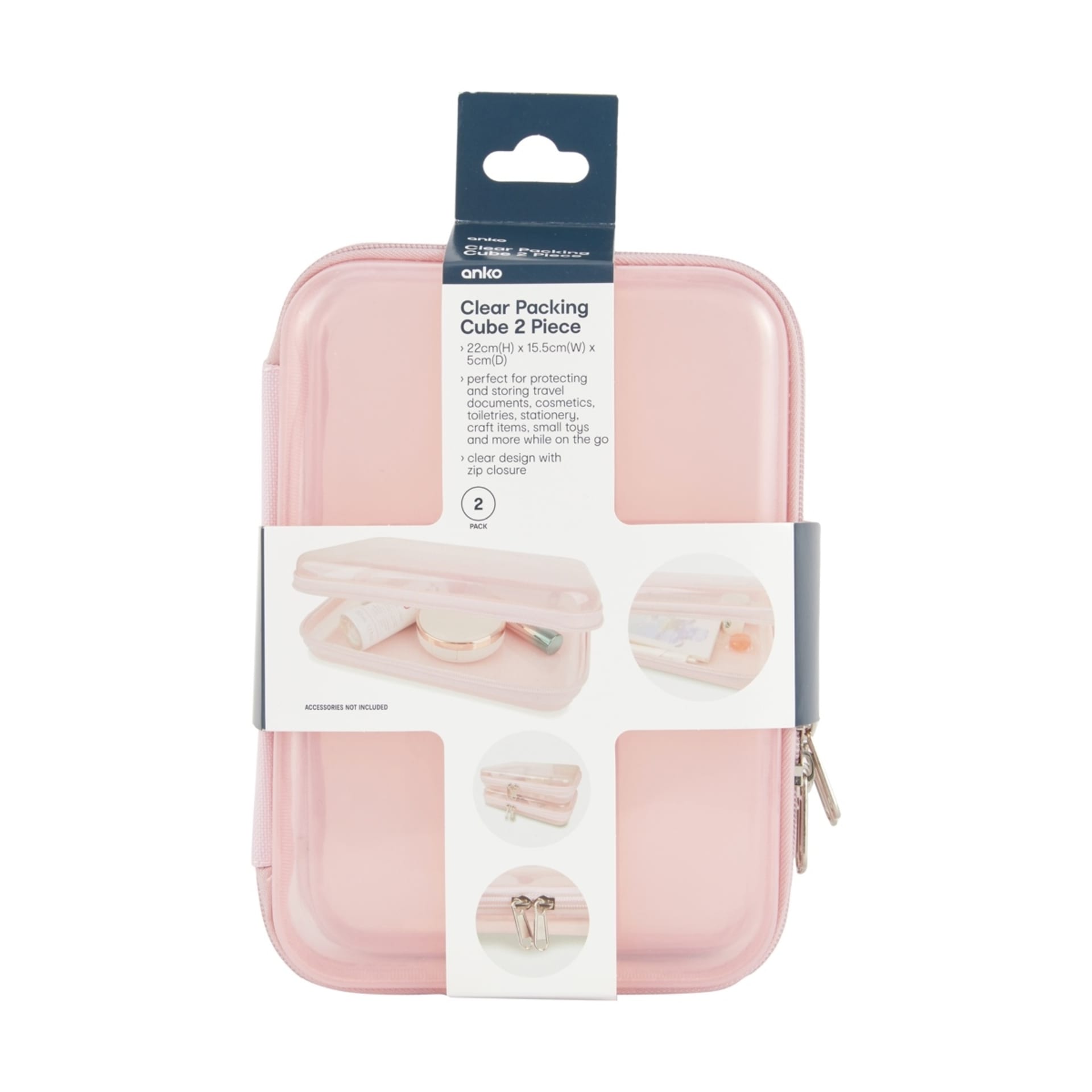 2 Pack Clear Packing Cubes - Pink - Kmart NZ