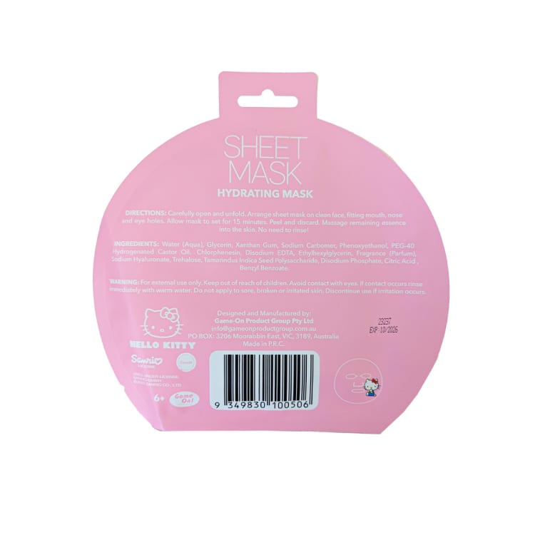 Hello Kitty Hydrating Sheet Mask 20ml - Sweet Peach Scented - Kmart