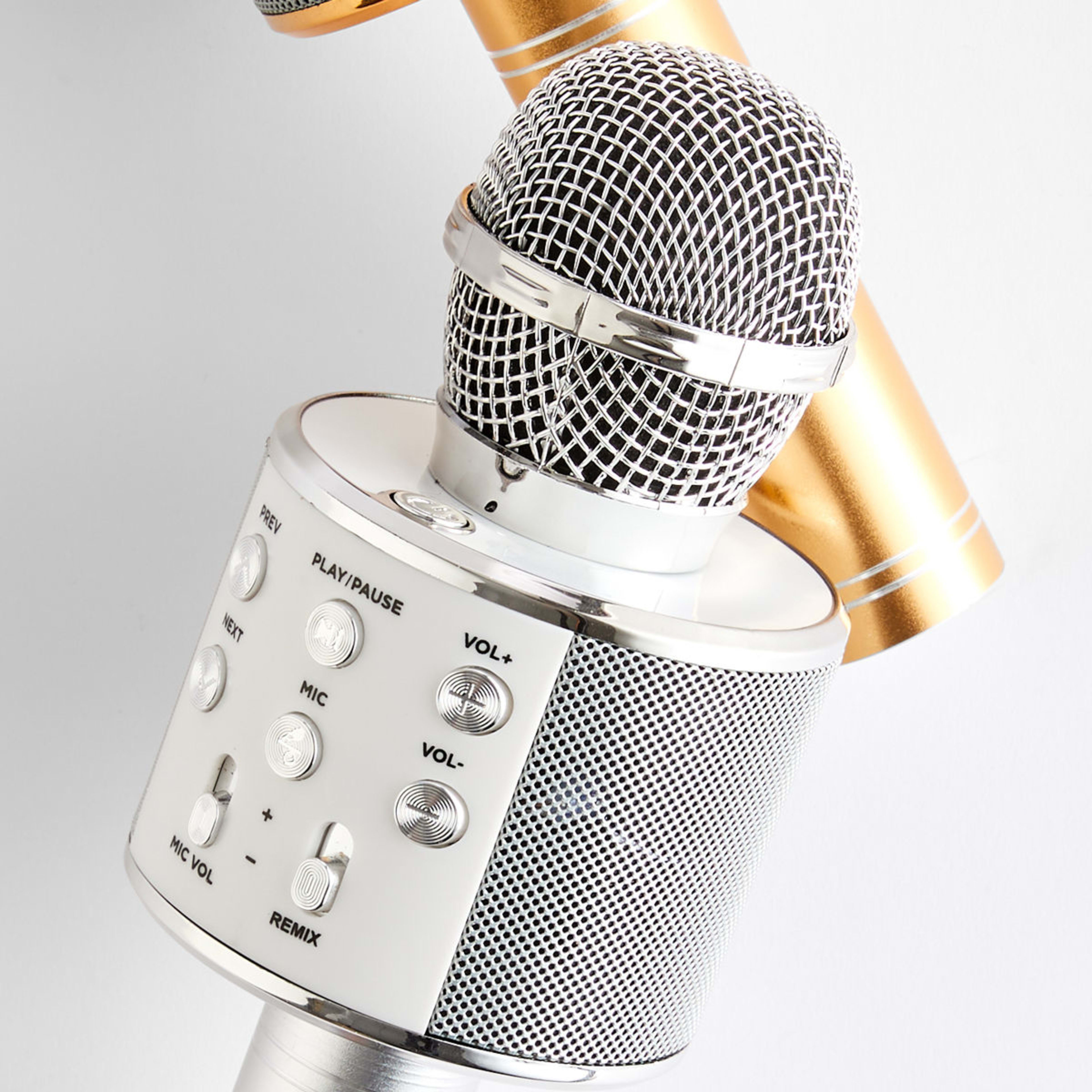 Bluetooth Karaoke Microphone with Speaker - Silver - Kmart