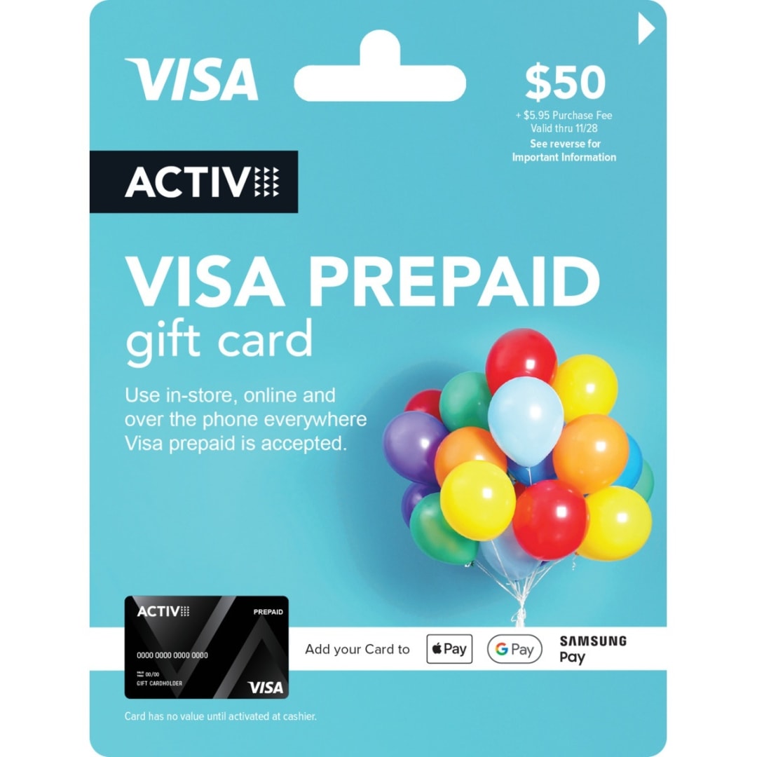 Activ VISA $50 Balloons Prepaid Gift Card - Kmart