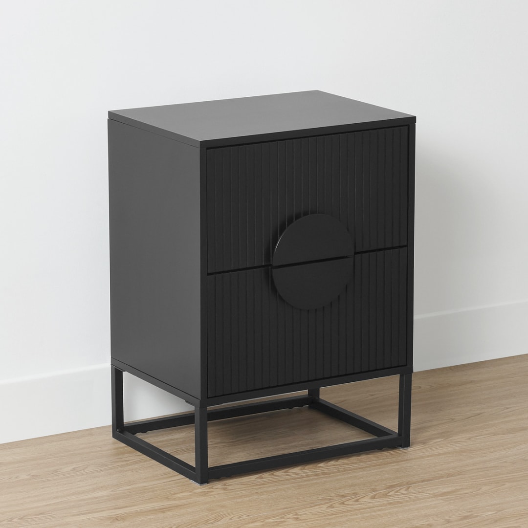 Stevie 2 Drawer Bedside Table - Black - Kmart