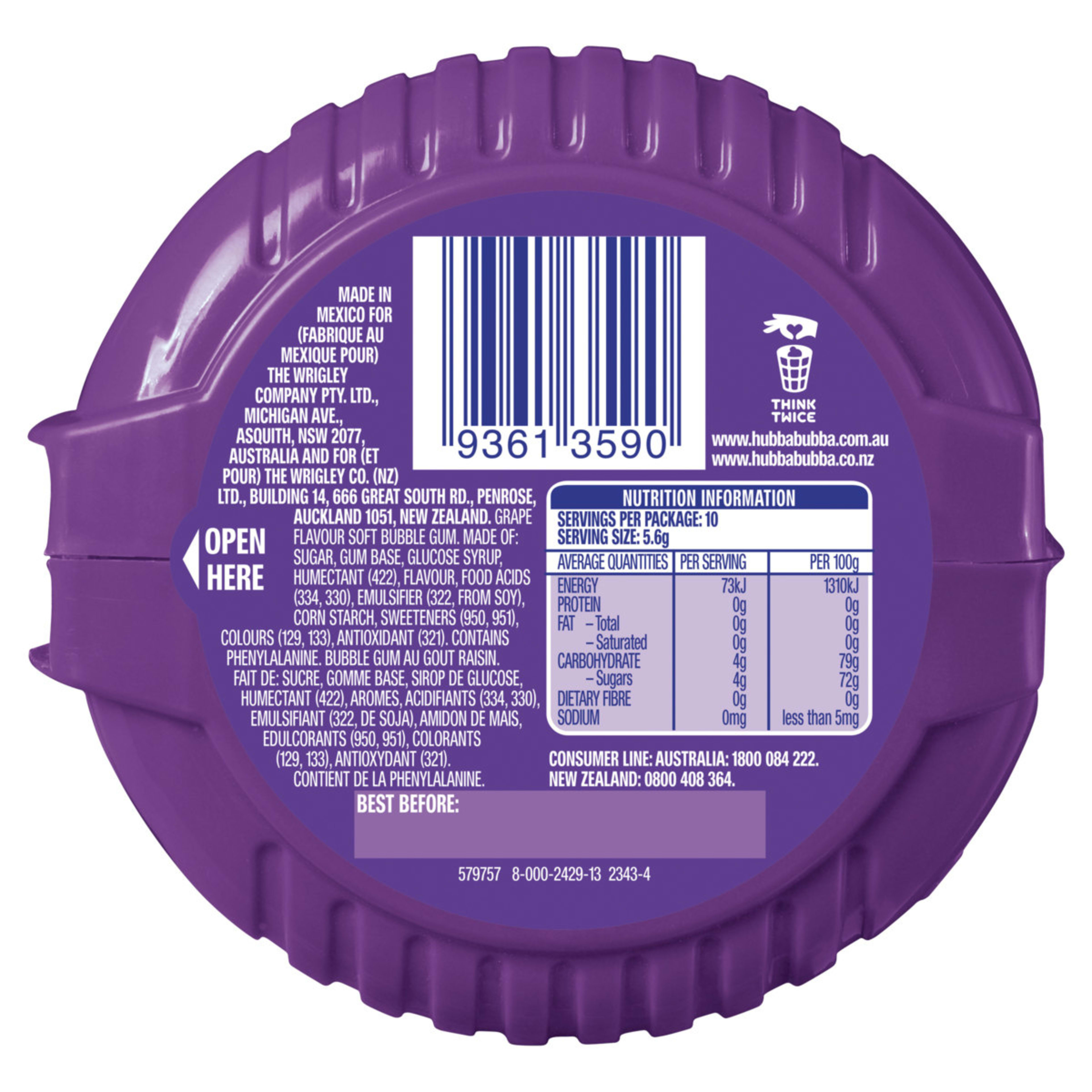 Hubba Bubba Gum Tape Grape 56g - Kmart NZ