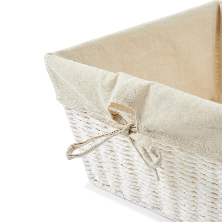 Square Paper Rope Basket with Liner - White - Kmart