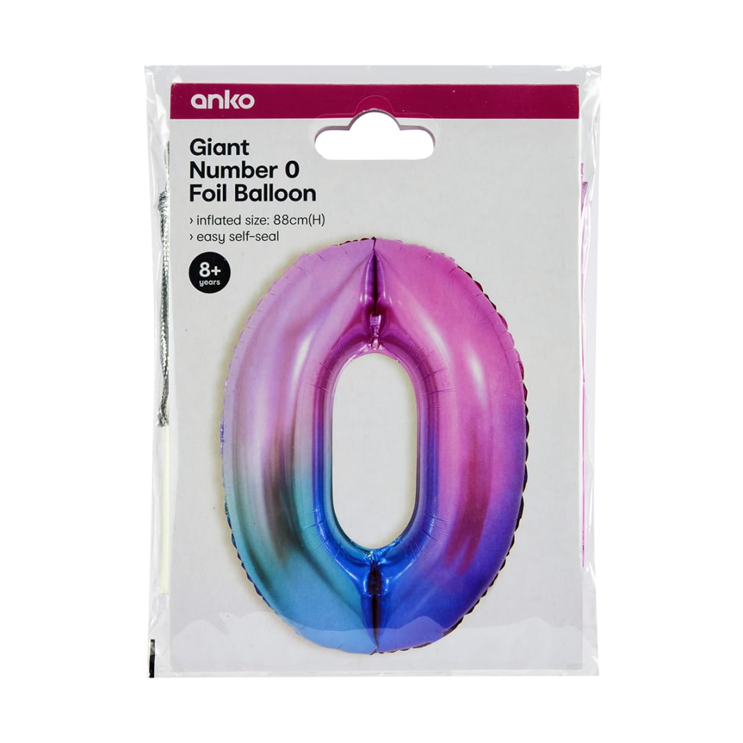 Giant Number 0 Foil Balloon - Kmart