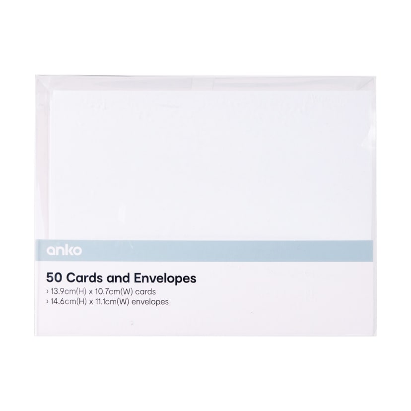 50 Pack Cards and Envelopes - White - Kmart